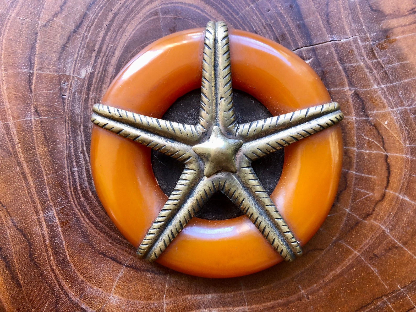1930s Art Deco Butterscotch Bakelite Chunky Brown Amber Starfish ...