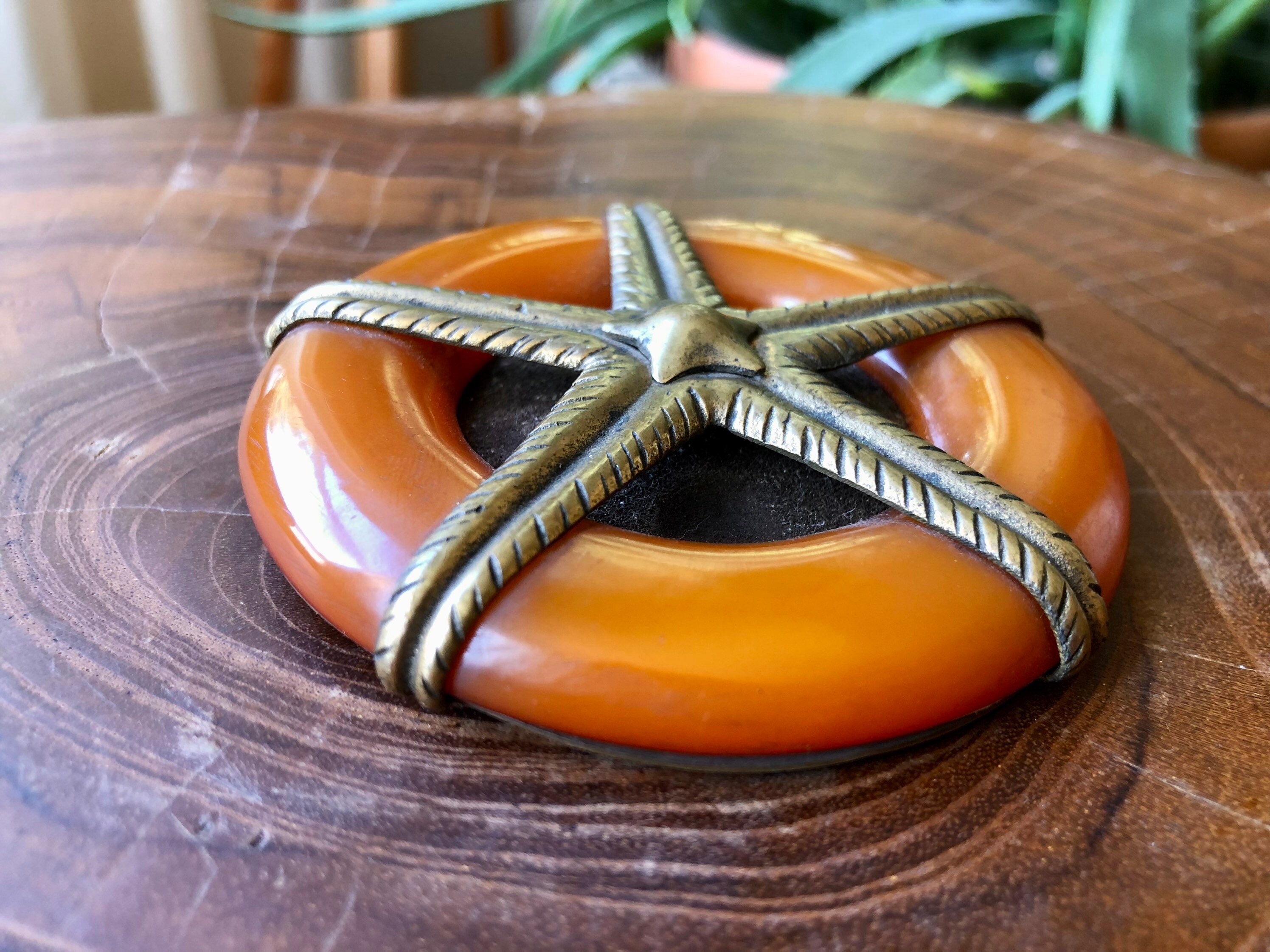 1930s Art Deco Butterscotch Bakelite Chunky Brown Amber Starfish ...