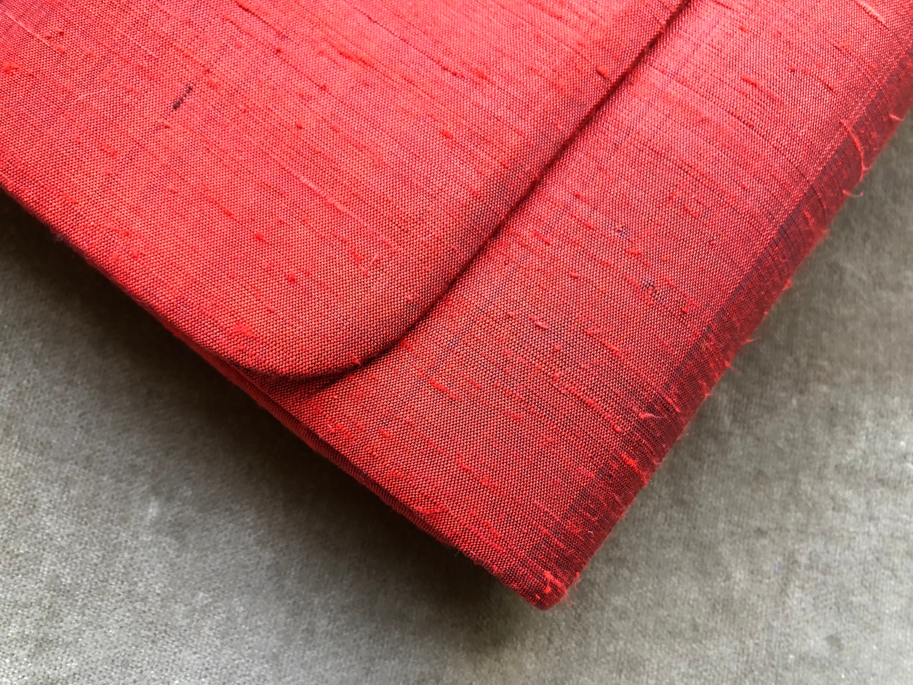 1960s 70s Red Silk Shantung Nubby Raw Snap Zip Envelope Clutch ...