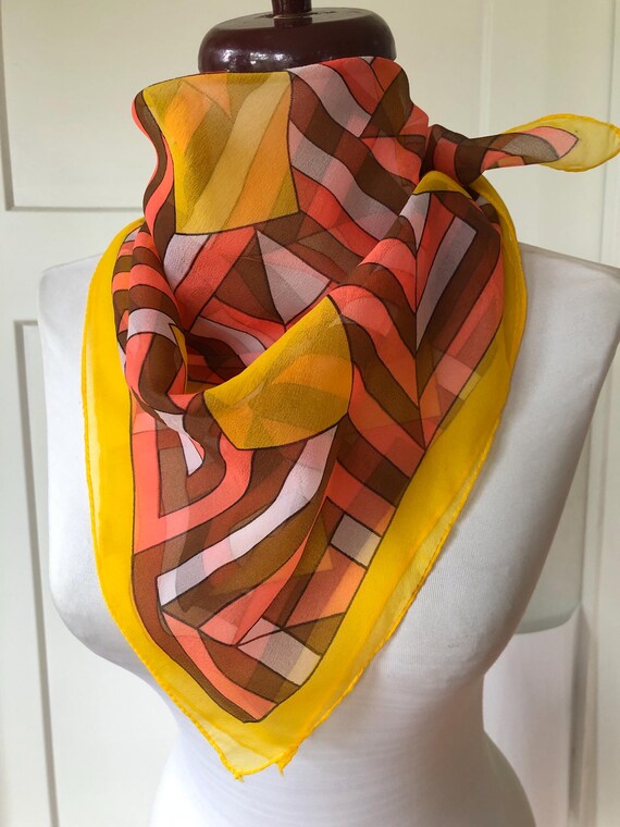 1960s 70s Super Sheer Tissue Scarf 60s 1970s Vintage … - Gem