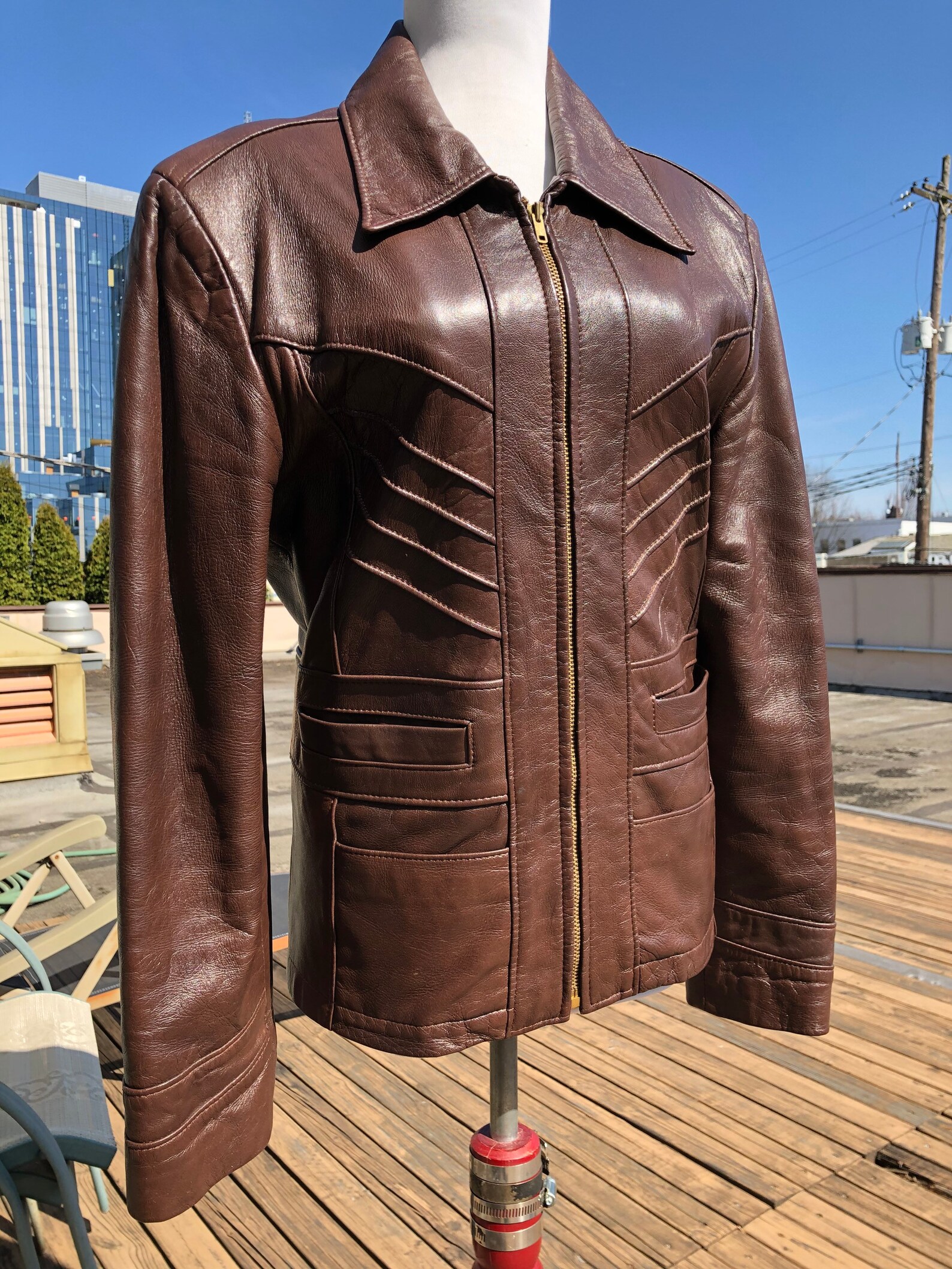 Vintage 1970s Soft Dark Aged Brown Leather Brass Front Zip | Etsy