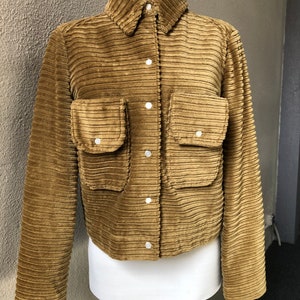 1970s Perfect Fuzzy Chubby Wide Wale Corduroy Snap Button Cotton Boxy ...