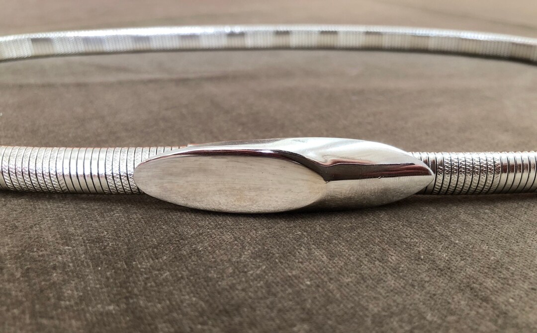 70s 80s Shiny Silver Metal Fashion Stretch Belt Vintage 1970s 1980s ...