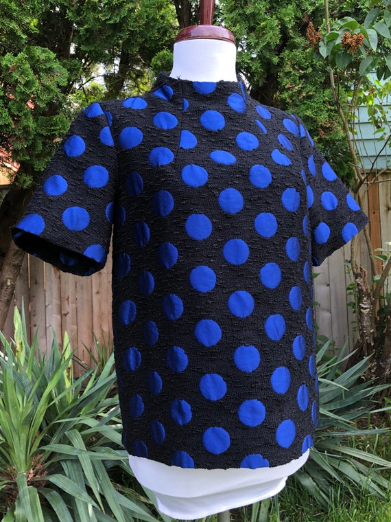 Wool Brocade Short Sleeve MOD Winter Blouse Top SUNO … - Gem