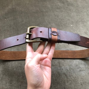 Orvis Heavy Duty Thick Wide Dark Brown Smooth Leather Belt W Chunky ...