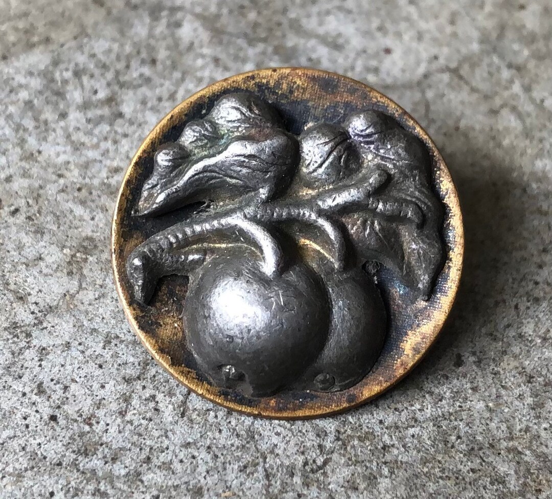 Antique 1800s Two Tone Metal Cherry Pictorial Button Cherry Fruit ...