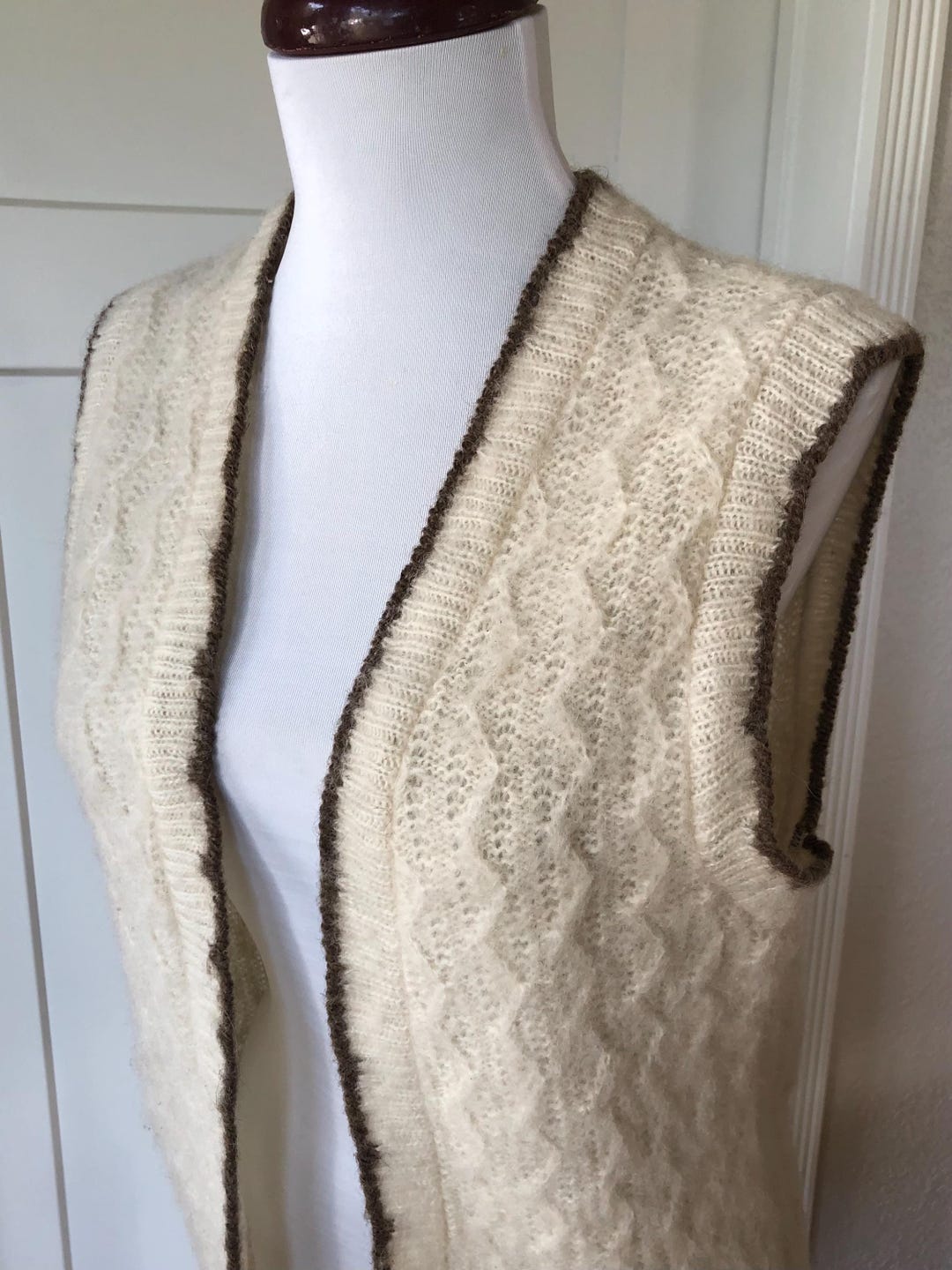 1970s 80s Icelandic Alafoss Icewool Wool Woven Chevron Knit Semi Sheer ...