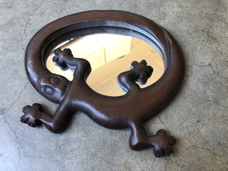 Strange Ouroboros Gecko Lizard Framed Wall Hanging Mirror Wood - Etsy