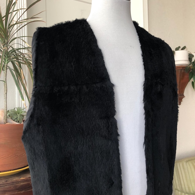 Black Fur Rabbit Vest - Etsy