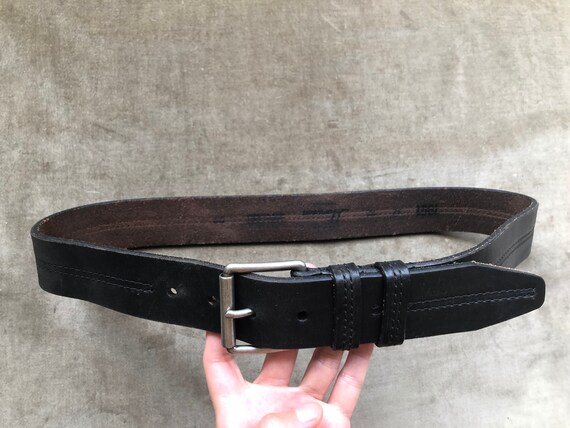 Auth Horween Thick black leather Work Belt Heavy Duty… - Gem