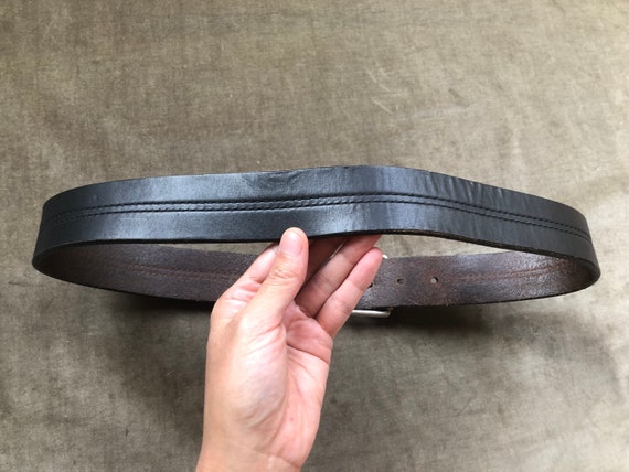 Auth Horween Thick black leather Work Belt Heavy Duty… - Gem