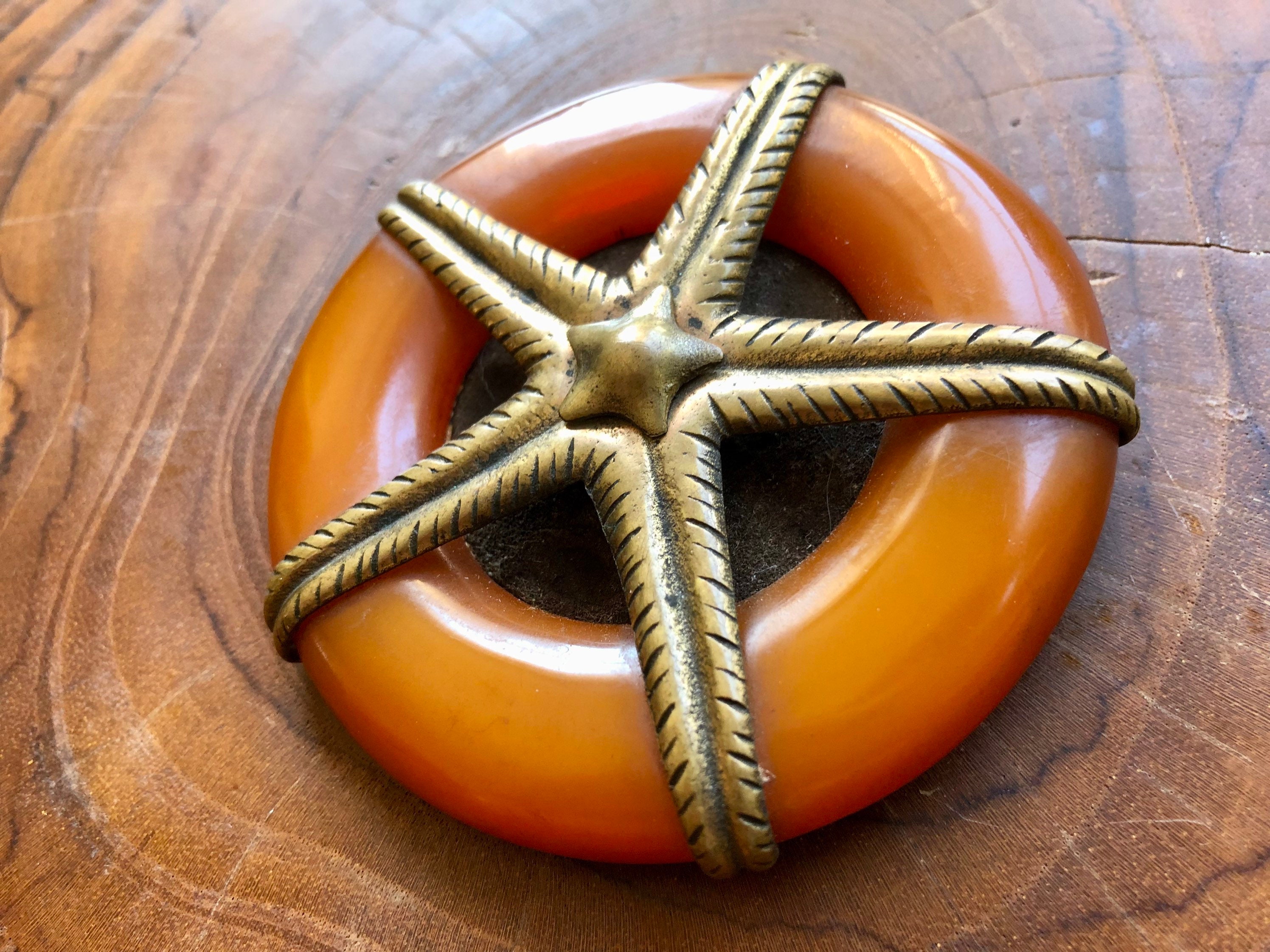 1930s Art Deco Butterscotch Bakelite Chunky Brown Amber Starfish ...
