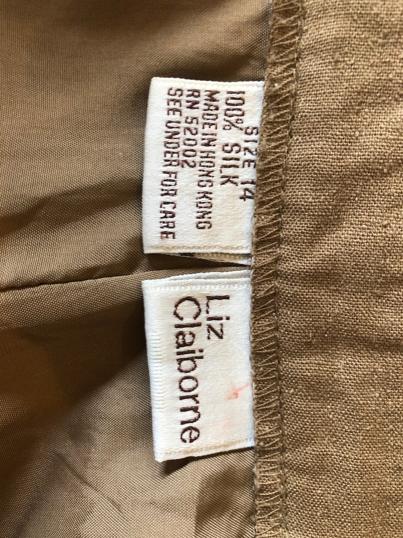 Vintage Raw Silk Slub Woven Beige Brown High Waisted Pleated | Etsy