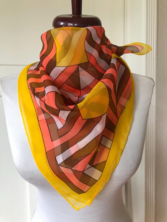 1960s 70s Super Sheer Tissue Scarf 60s 1970s Vintage … - Gem