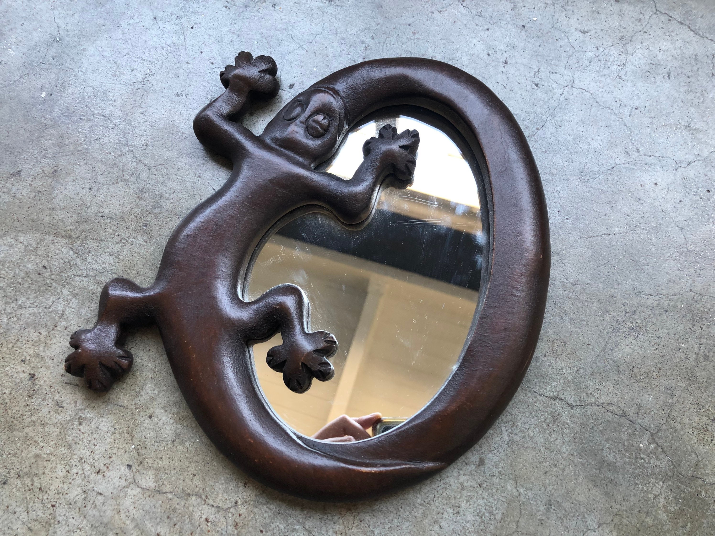 Strange Ouroboros Gecko Lizard Framed Wall Hanging Mirror Wood - Etsy UK