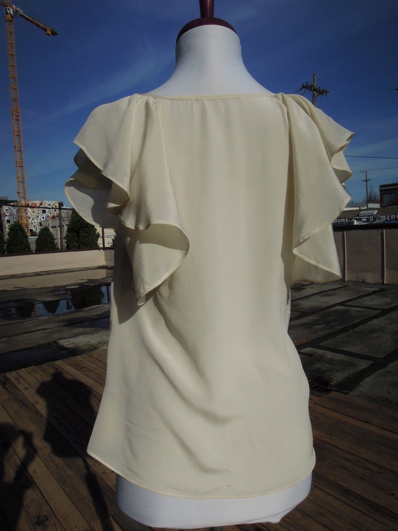 Vintage Silk Ivory Cream Flirty Flutter Thin Crepe Blouse With - Etsy