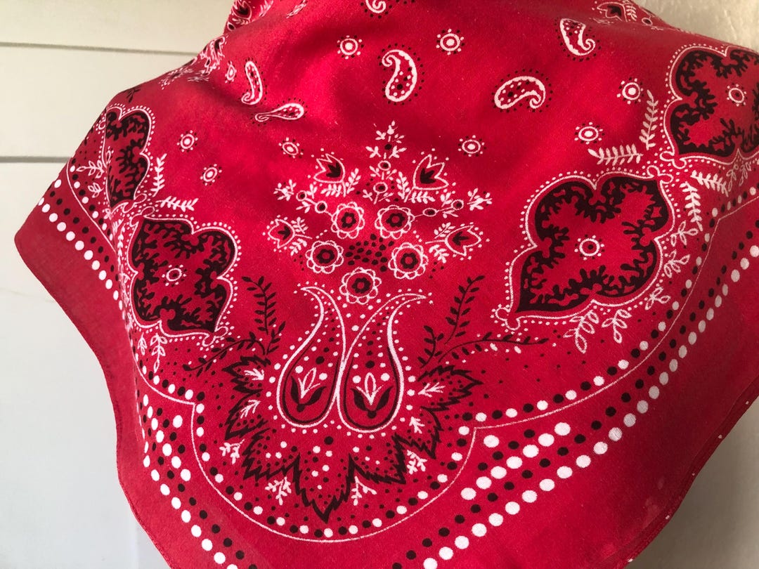 1960s 70s Bandana Retro Floral Flower Power Paisley Print Square Scarf ...