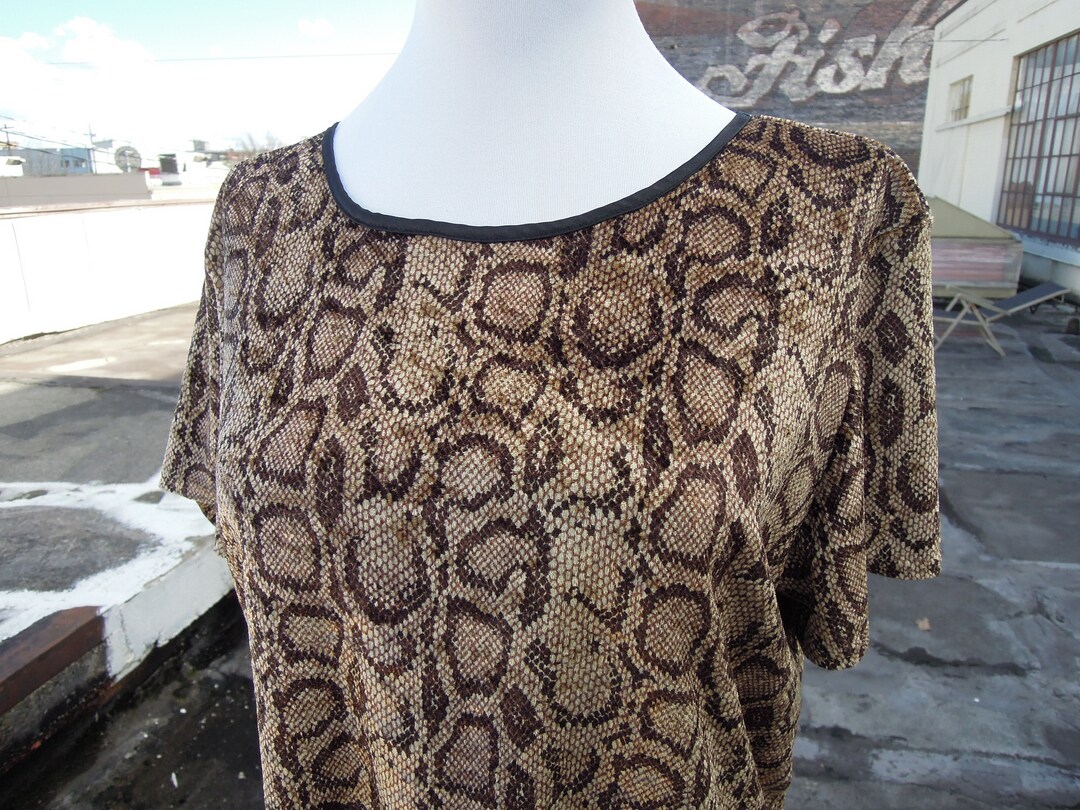 Vintage Snakeskin Snake Python Print Velvet Velour Shimmer Velvet Boxy ...