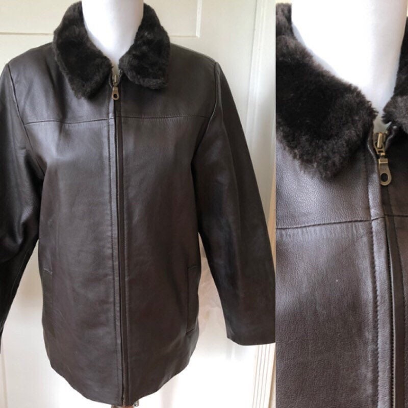 Fuzzy Leather Jacket - Etsy