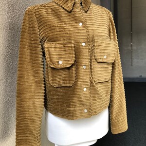 1970s Perfect Fuzzy Chubby Wide Wale Corduroy Snap Button Cotton Boxy ...