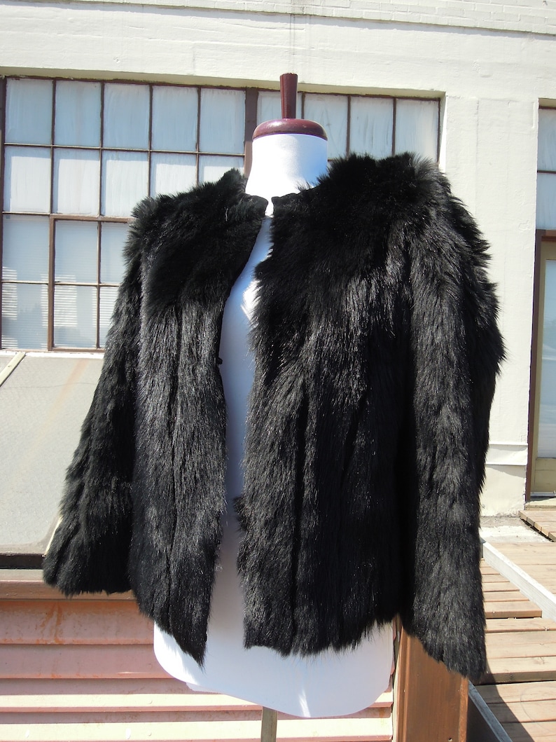 Vintage 40s Black Skunk Fur Chubby Jacket Boxy W/ Padded - Etsy