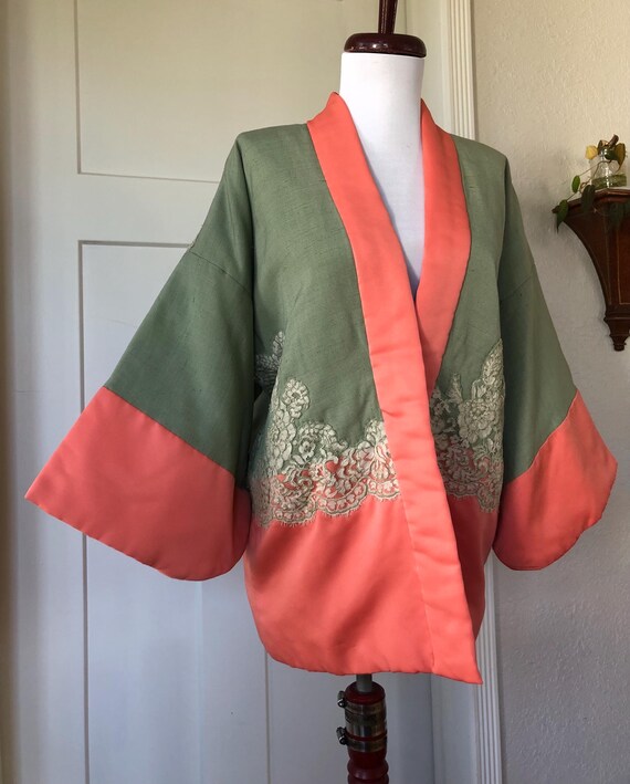 1960s Quilted Colorblock Lace Patchwork Puffer Jacket… - Gem