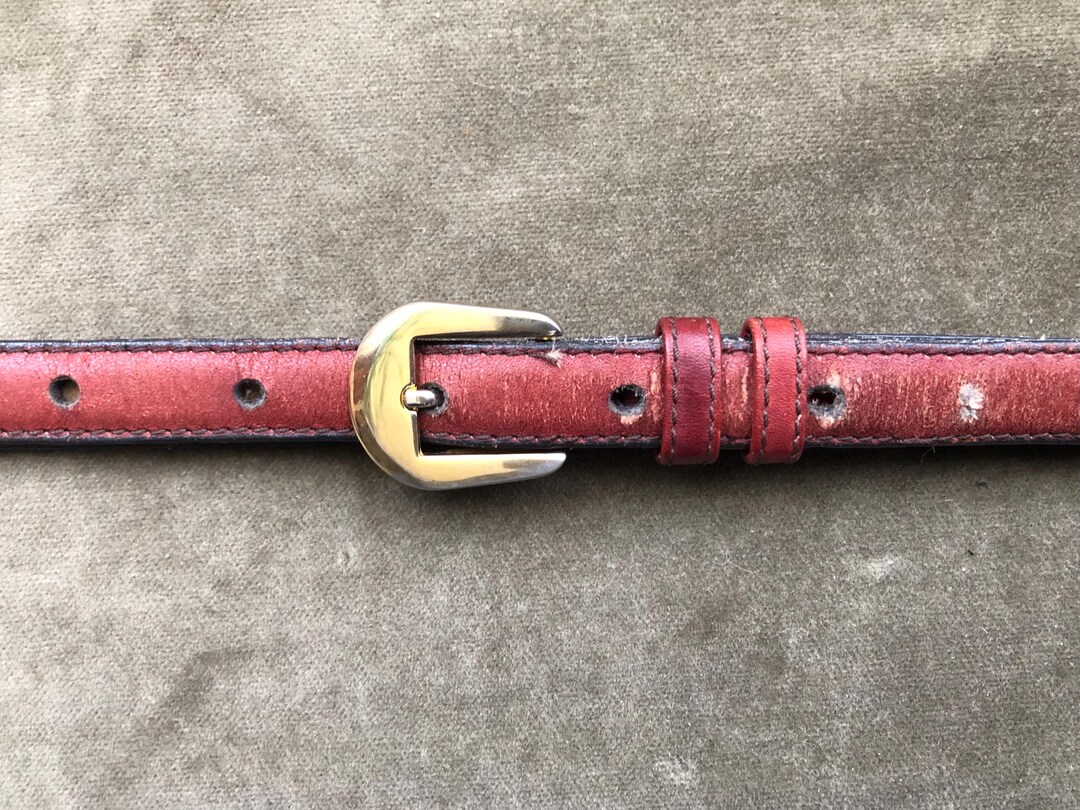 Pierre Cardin Super Skinny Rusty Brown Leather Belt 1970s 1980s Size S ...