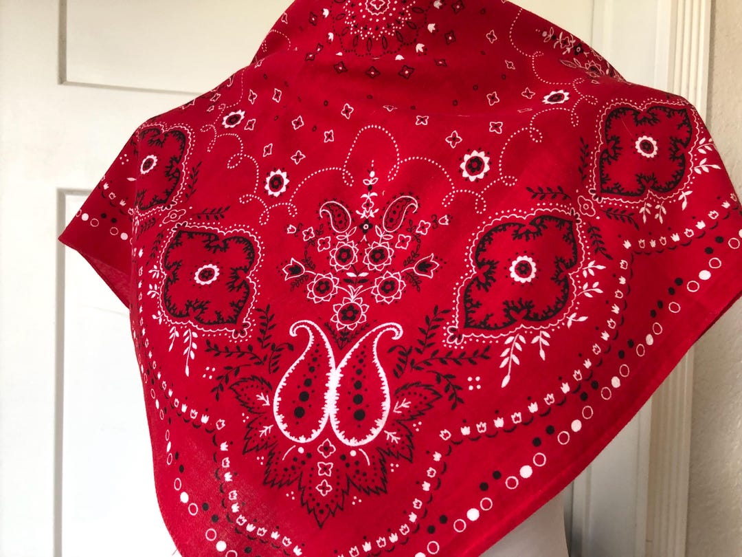 1950s Elephant Bandana Retro Floral Flower Power Paisley Print Square ...