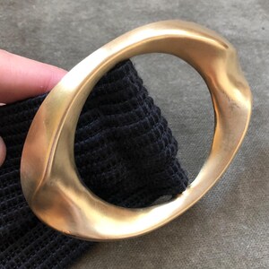 70s 80s Black Cotton Nubby Woven Adjustable Fashion Belt Oval Round ...