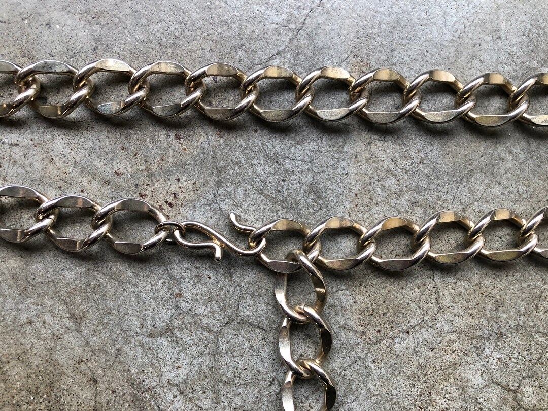 Chunky Silver Chain Loop Link Fashion Belt Chainlink XS S M L XL O Ring ...