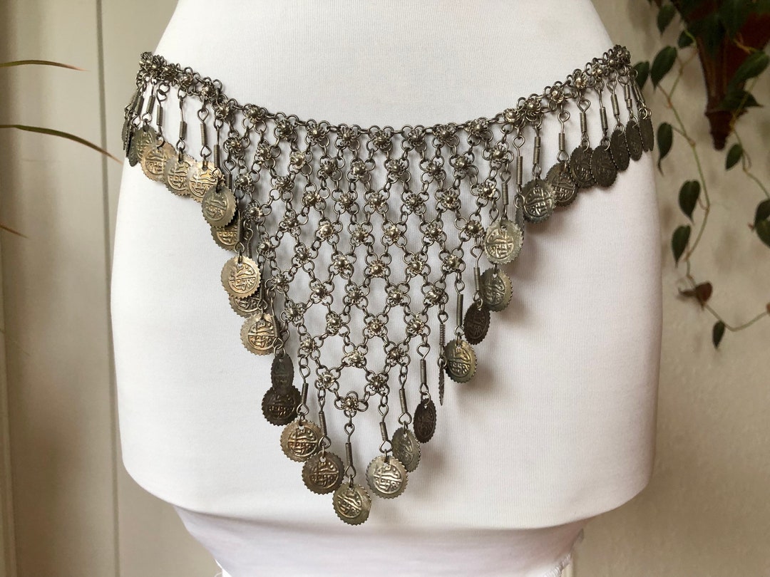 Boho Turkish Silver Metal Chainlink Sexy Belly Dancing Belt Gypsy ...