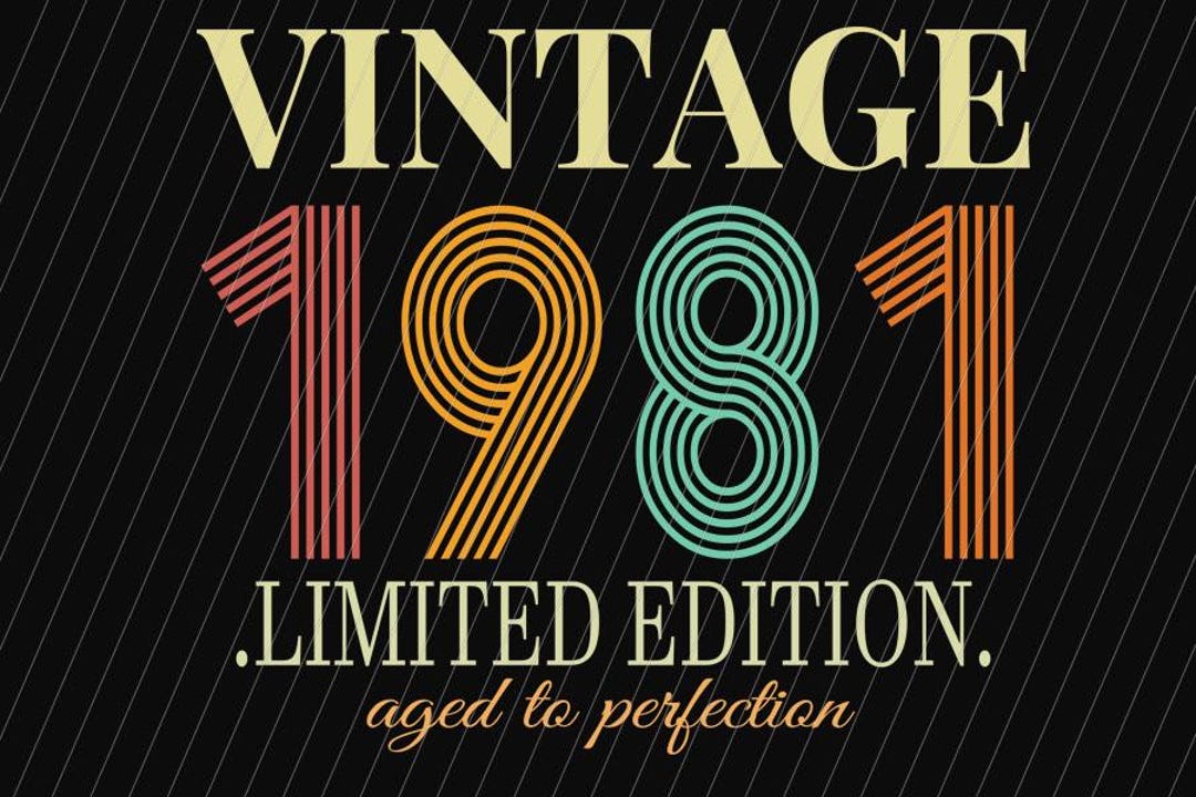 Vintage 1981 Limited Edition Svg Png, Boy 44th Birthday Png, Man 44th ...