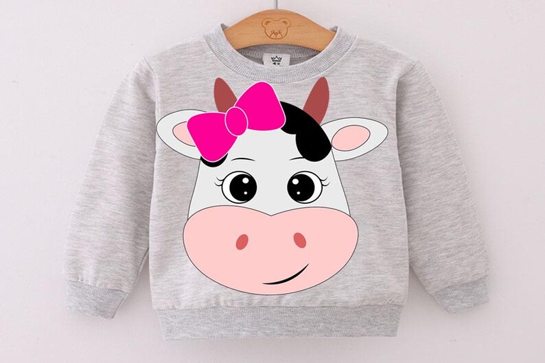 Cow Svg Png, Cute Cow With a Pink Bow Svg Png, Cute Girl Cow Face Svg ...