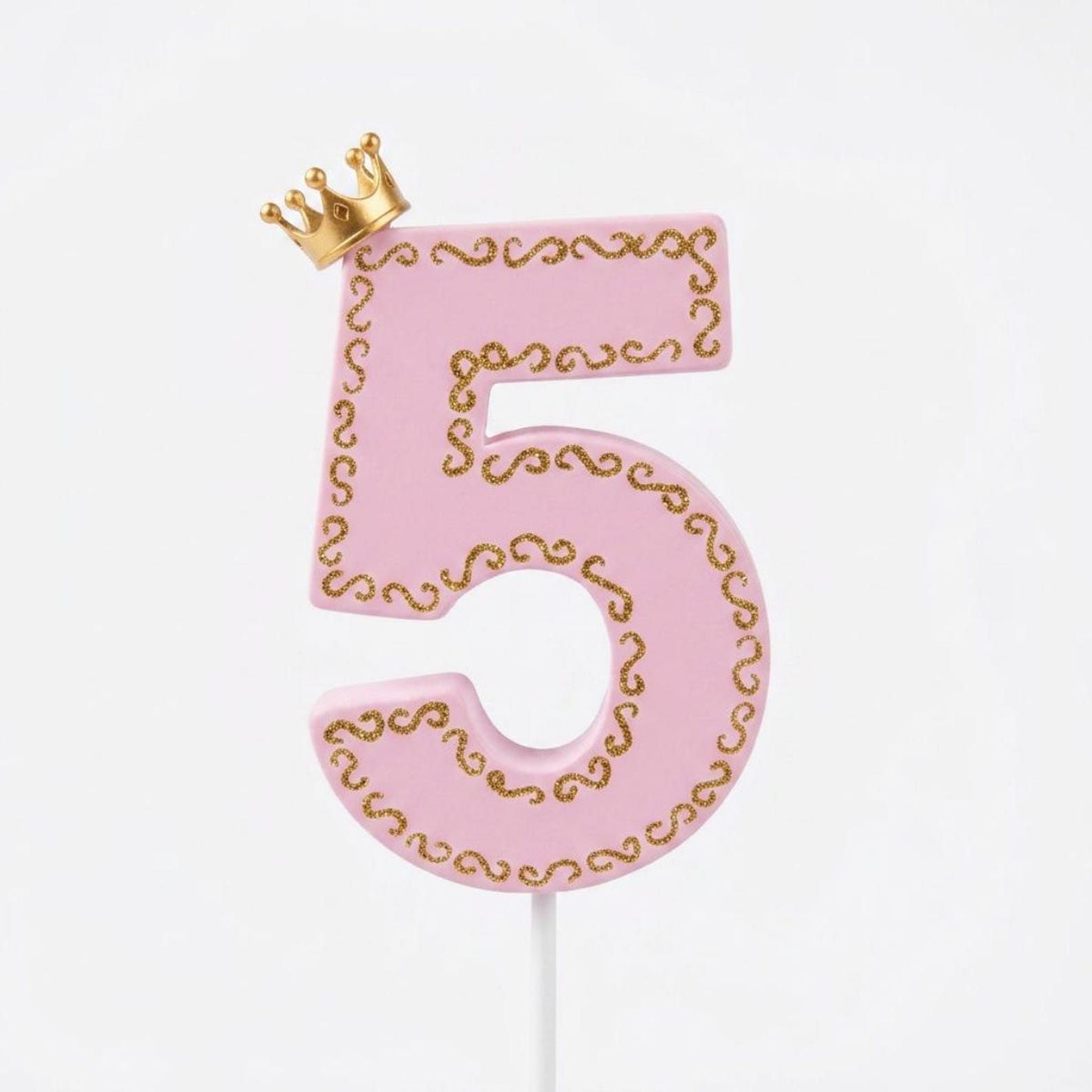 Custom Number Cake Topper, Princess Crown Birthday Decor, Pink Gold ...