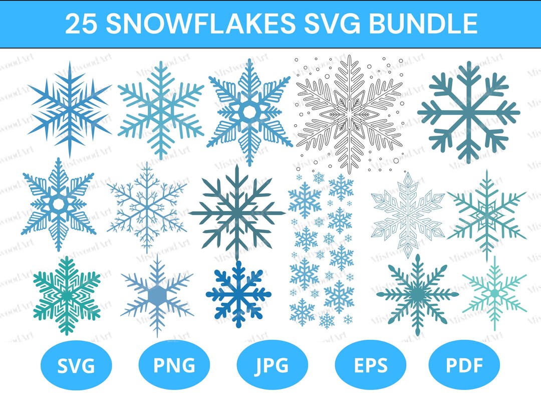 Snowflake SVG Bundle, Winter Cut Files (25 Individual Svg/png/dxf) - Etsy