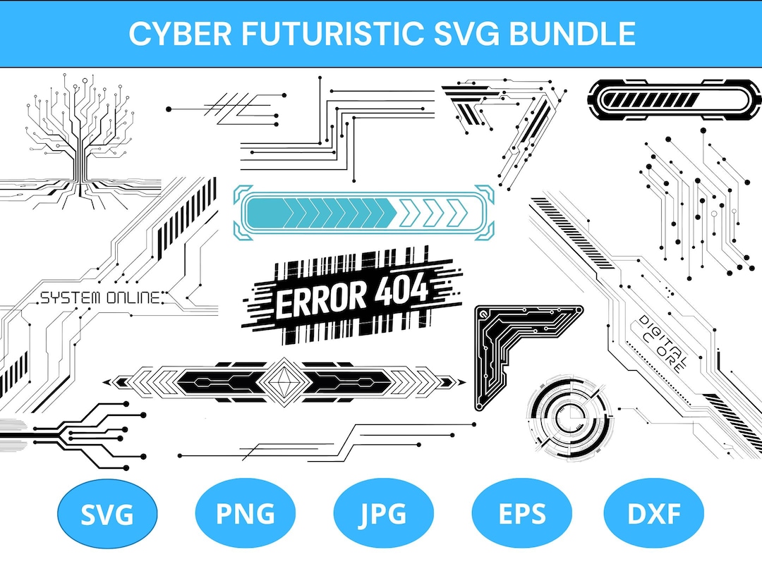 Cyber Futuristic Technology Svg Bundle, Tech Circuit SVG, Sci-fi Cyber ...