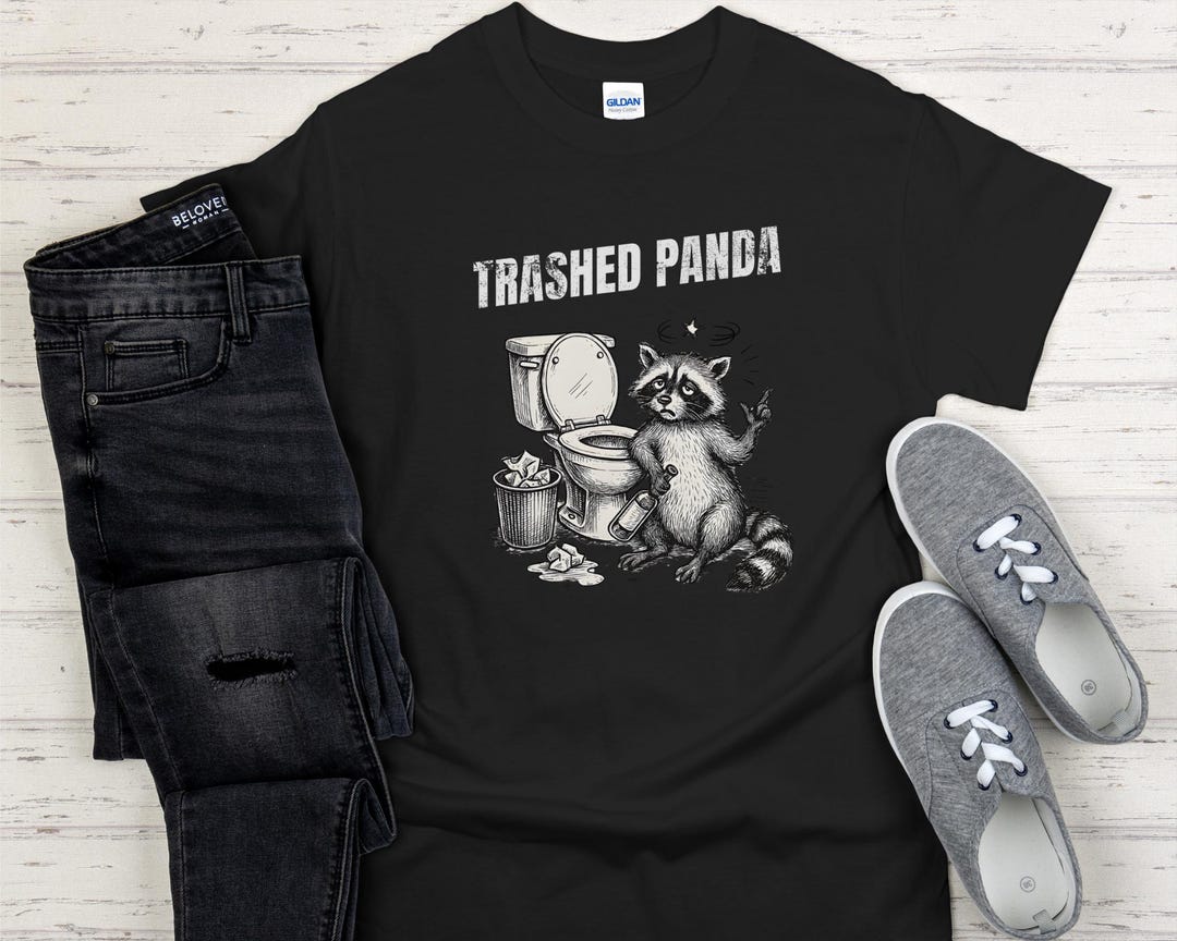 Trashed Panda Raccoon T-shirt, Funny Animal Humor Tee - Etsy