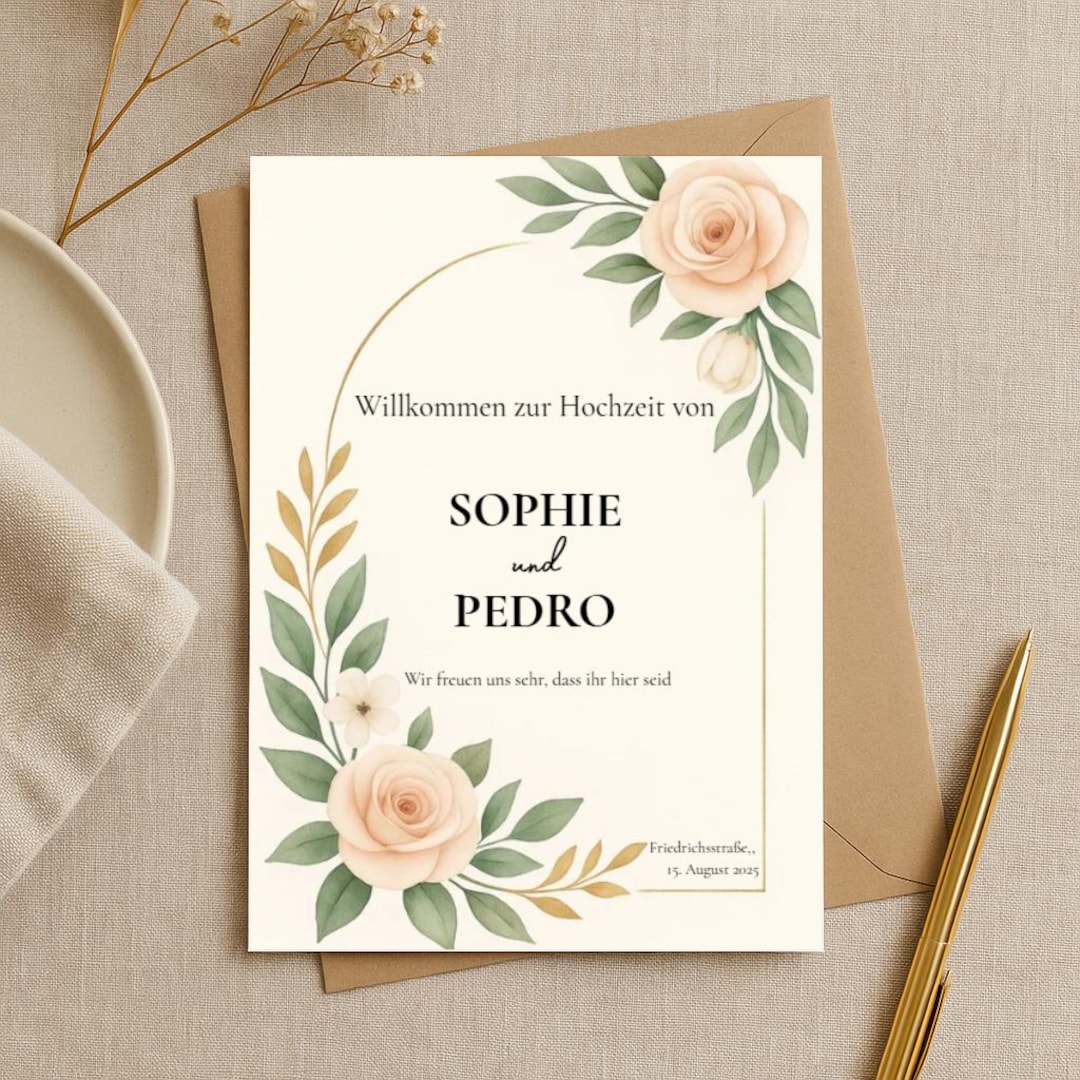 Digital Welcome Sign Printable – PDF Template Sophie & Pedro – Elegant ...