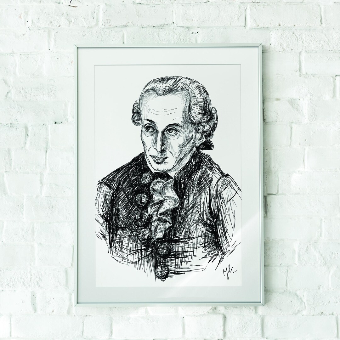Immanuel Kant Portrait – Black and White Digital Drawing | Printable ...
