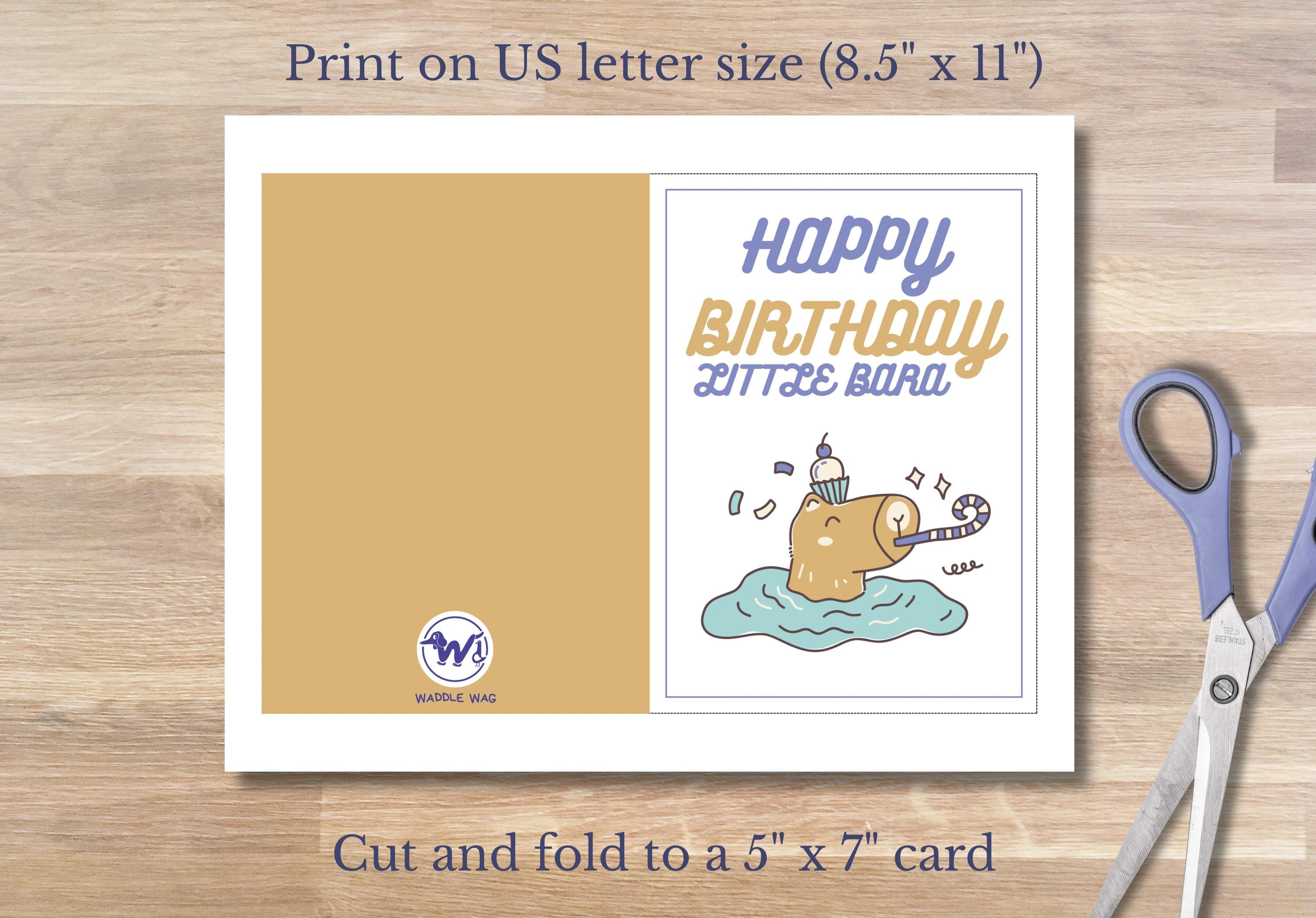 Printable Capybara Birthday Card, Printable Birthday Card Funny ...