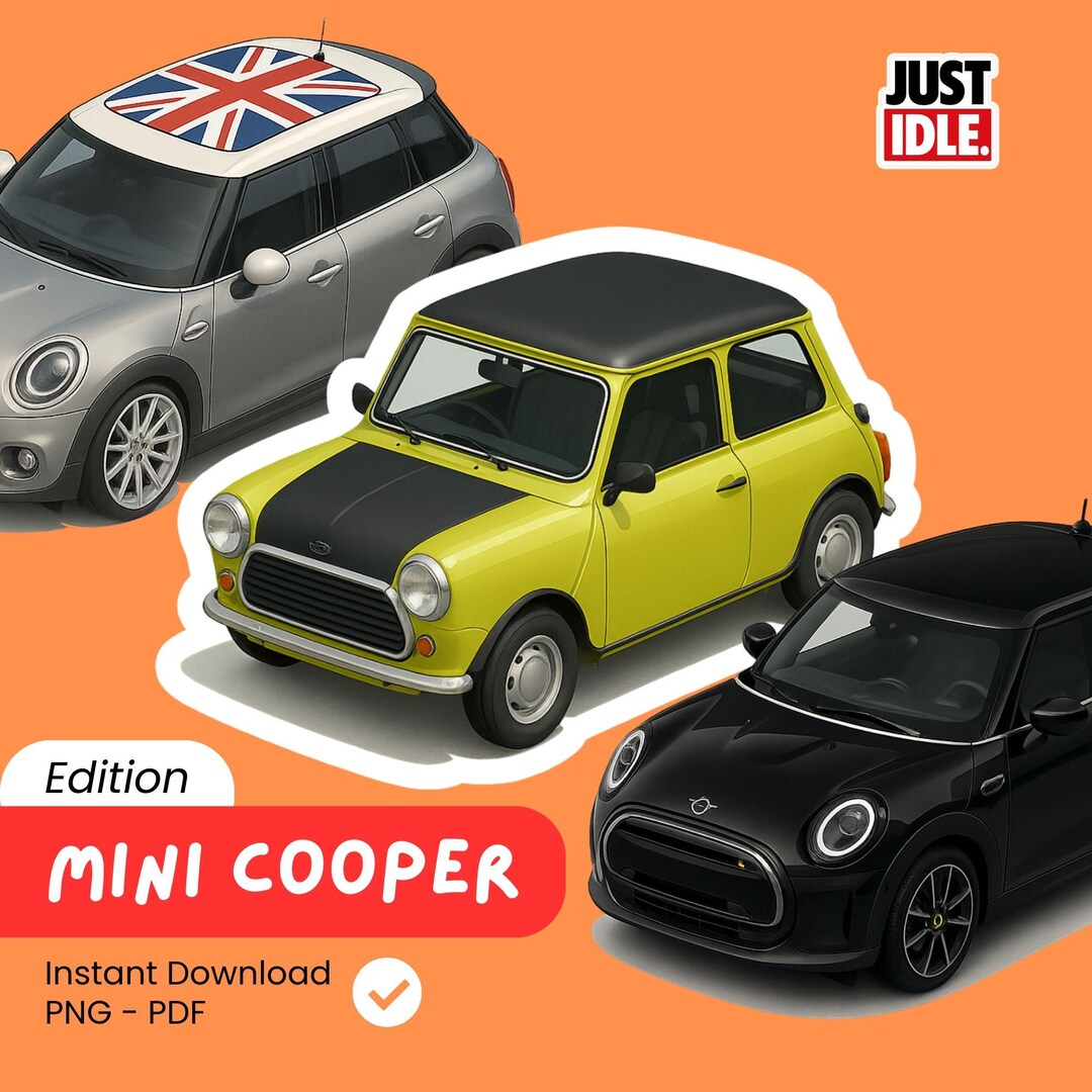 Mini Cooper Digital Car Sticker - PNG - Precropped - PDF - Goodnotes ...