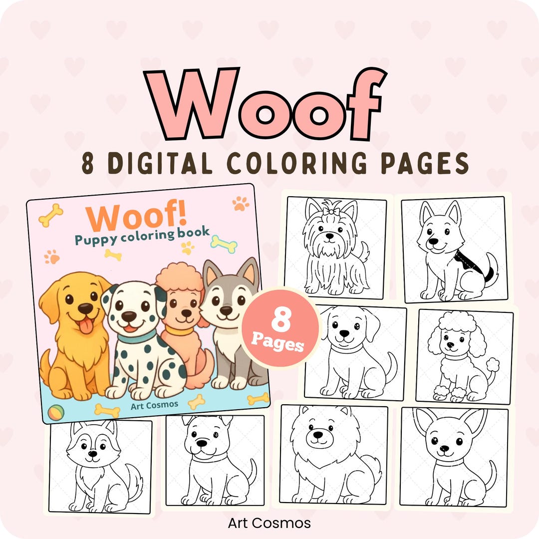 Coloring Book Woof + 8 Pages to Color + 1 Solve Maze + Printable PDF - Etsy