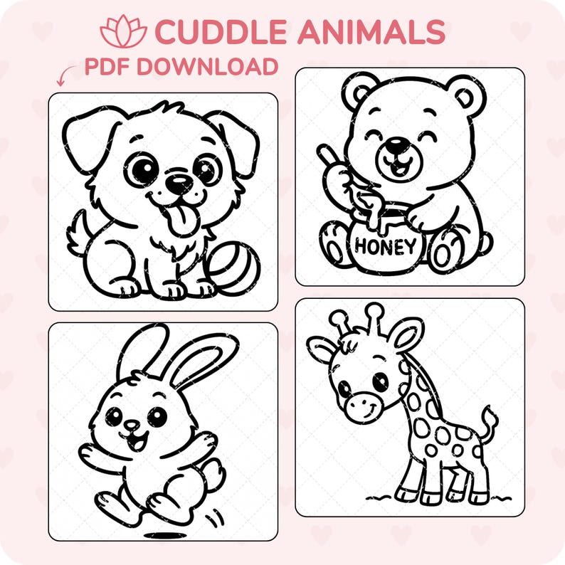 Cuddle Animals Coloring Book – 8 Coloring Pages + 1 Bonus Gift ...