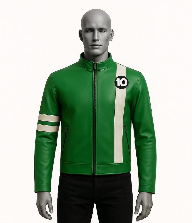 Ben 10 Cosplay Jacket – Green & White Leather Coat From Alien Force ...
