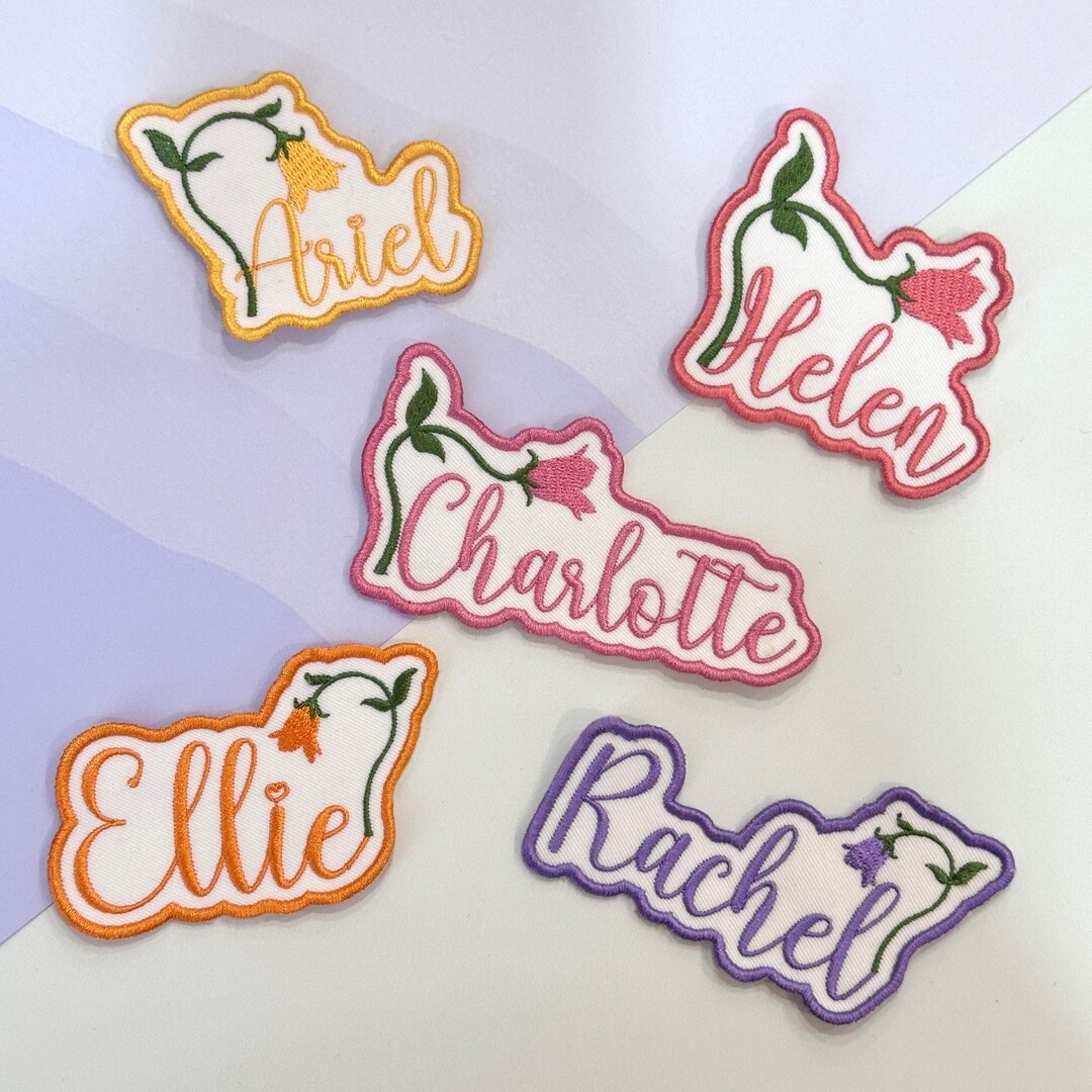 Custom Embroidered Name Patch, Iron On/sew On, Flower Design - Etsy