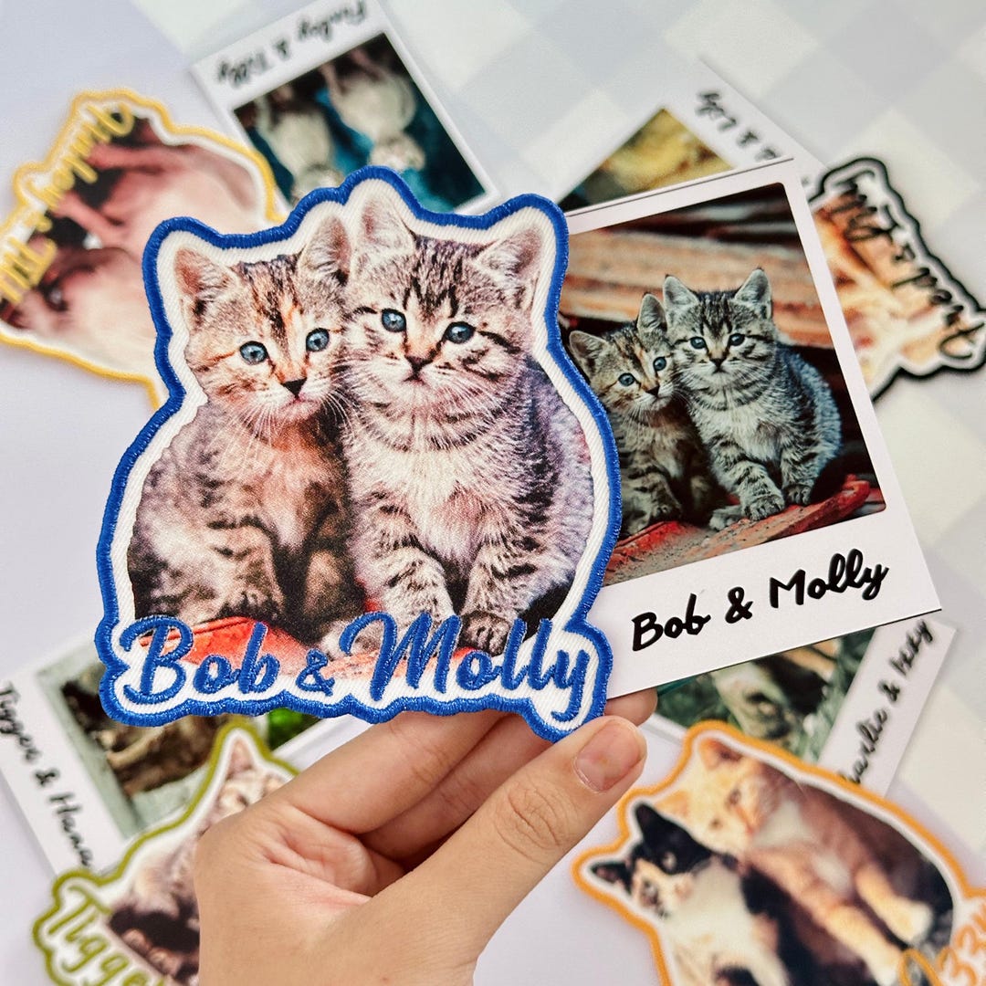 Custom Cat Portrait Patch, Personalized Photo Applique, Embroidered ...