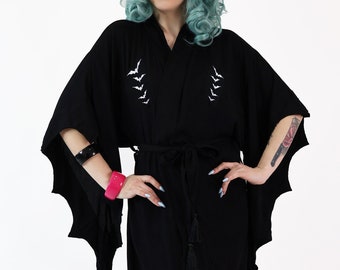 Nightfall Black Bat Vintage Robe - Curvy - Etsy