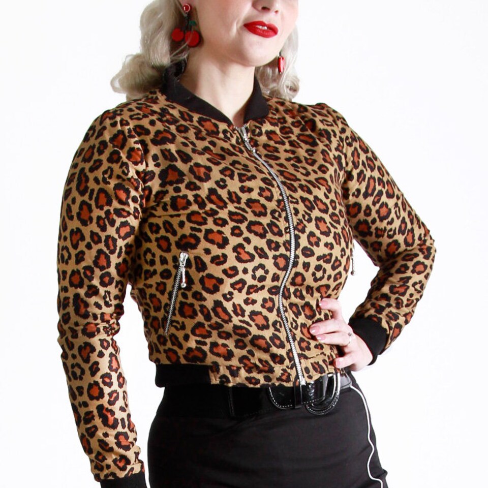 Brown Leopard Bomber Jacket sold by Custom Constructio | SKU 12547322 ...