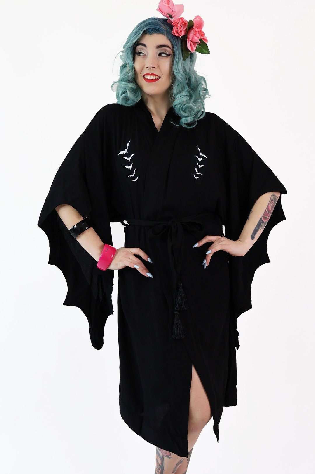 Nightfall Black Bat Vintage Robe - Etsy
