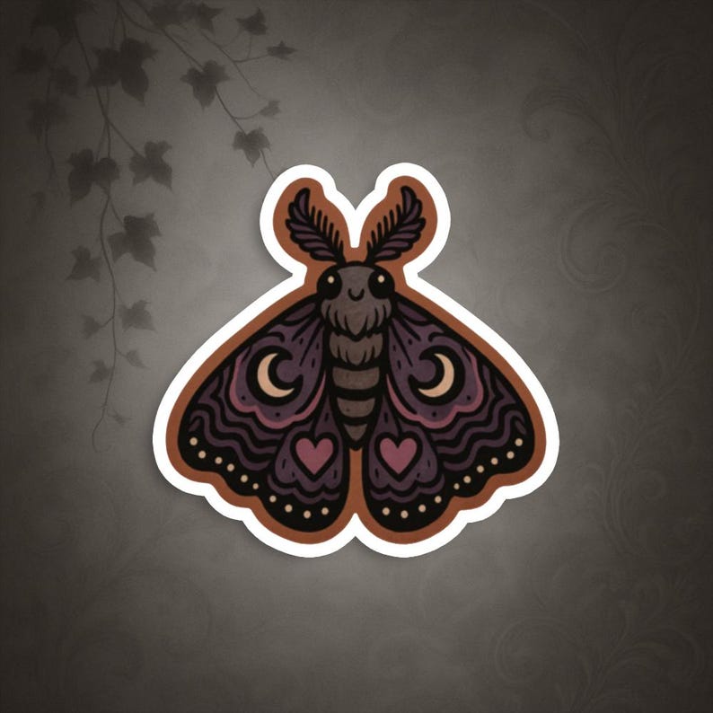 Whimsigoth Moth Vinyl Sticker: Gothic Laptop Decal, Witchy Journal Art ...